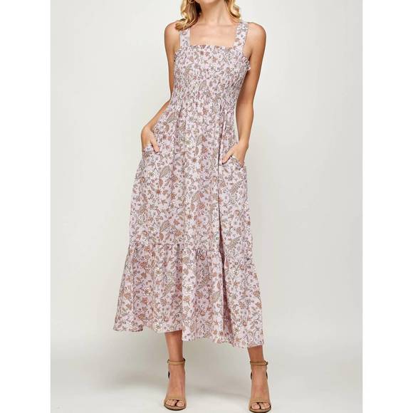 Ellison | Dresses | New Ellison Smocked Maxi Dress In Lavender | Poshmark